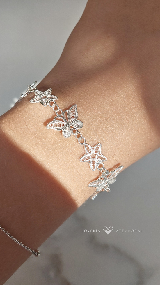 Pulsera Filigrana de Plata Pulsera Mariposas – dativa.mx